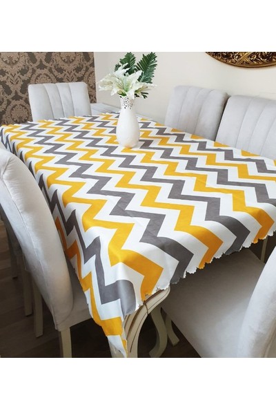 Körfez Kırlent Trend Renkli Zigzag Desen Masa Örtüsü
