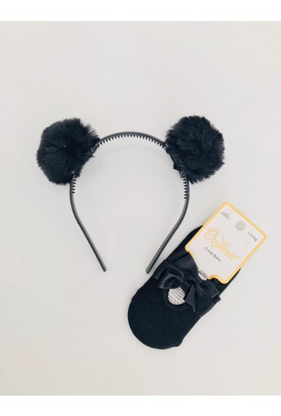 İrem Ponpon Tarak Taç ve Babet Çorap Set