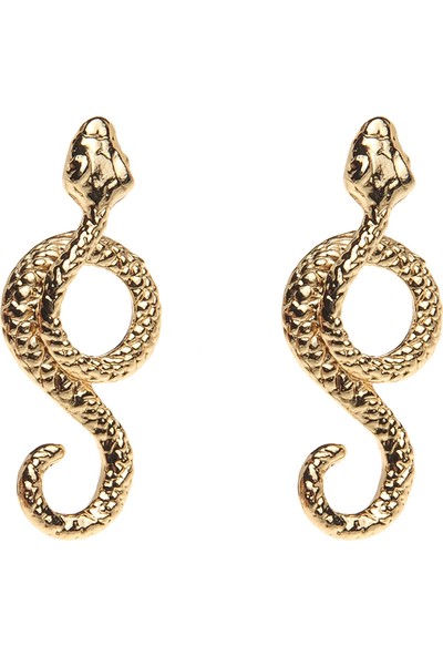 Takısen Altın Kaplama Yılan Figürlü Tasarım Küpe