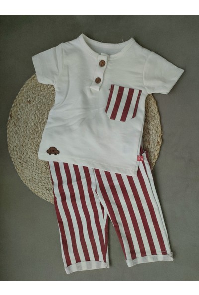 Çizgili Araba Armalı 2'li Erkek Çocuk Takımı
