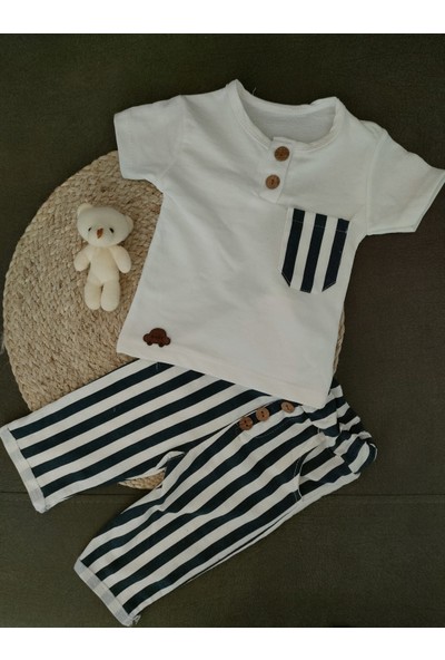 Çizgili Araba Armalı 2'li Erkek Çocuk Takımı