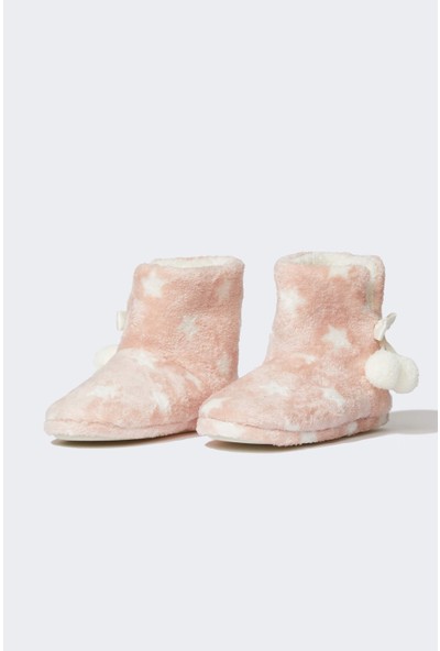 DeFacto Kadın Fall In Love Yıldız Desenli Peluş Ev BOTU	 V1614AZ22AU