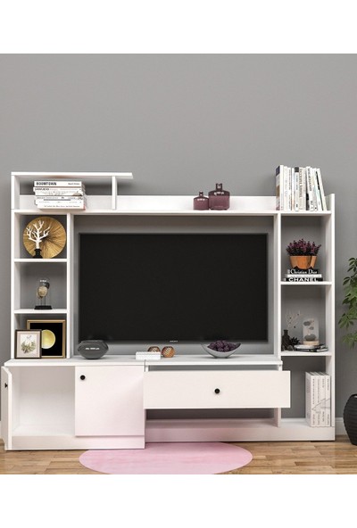 Light Tv Ünitesi Mdf Parlak Beyaz Light Tv Ünitesi Mdf Parlak Beyaz