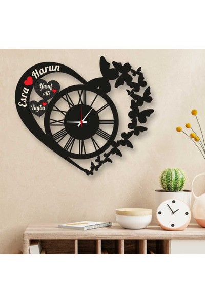Home Trend Isme Özel Kalp Tasarım Dekoratif Ahşap Duvar Saati Home Trend Isme Özel Kalp Tasarım Dekoratif Ahşap Duvar Saati