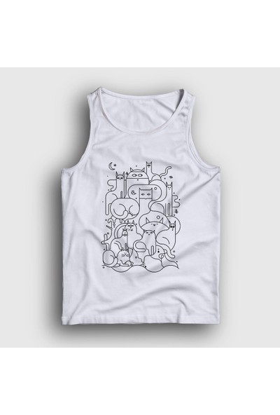 Presmono Beyaz Cats Everywhere Kedili Atlet