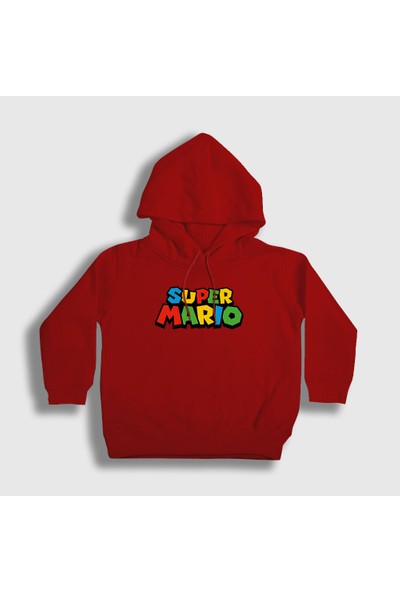 Presmono Çocuk Kırmızı Logo Oyun Super Mario Kapüşonlu Sweatshirt Presmono Çocuk Kırmızı Logo Oyun Super Mario Kapüşonlu Sweatshirt