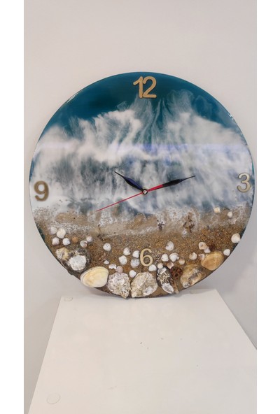 Ispartakule İletişim-2- Duvar Saati Deniz Kumu Ve Deniz Kabuklarından Elsanatı