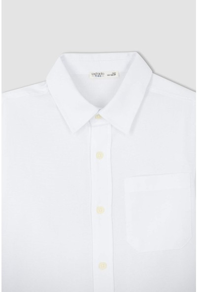 DeFacto Erkek Çocuk Regular Fit Polo Yaka Pamuklu Uzun Kollu Gömlek T8854A622AU