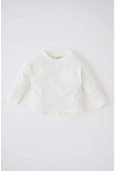 DeFacto Kız Bebek Penye Regular Fit Bisiklet Yaka Uzun Kollu Tişört Y0988A222AU