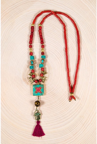 Lila Rosa Doğal Taşlı Uzun Otantik Kolye Lila Rosa Doğal Taşlı Uzun Otantik Kolye