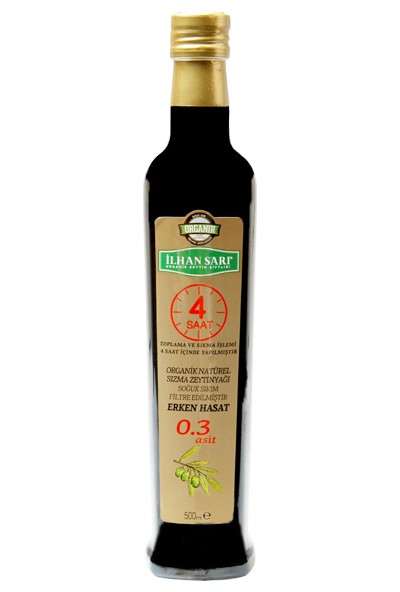 0.3 Asit 4 Saat Organik Erken Hasat Filtre Edilmiş Soğuk Sıkım Natürel Sızma Zeytinyağı 500 ml 0.3 Asit 4 Saat Organik Erken Hasat Filtre Edilmiş Soğuk Sıkım Natürel Sızma Zeytinyağı 500 ml