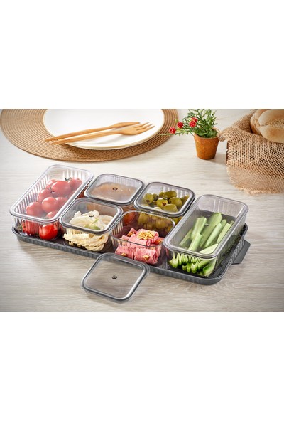 Mapple Home 6 Bölmeli Kapaklı Kahvaltılık Seti Akrilik