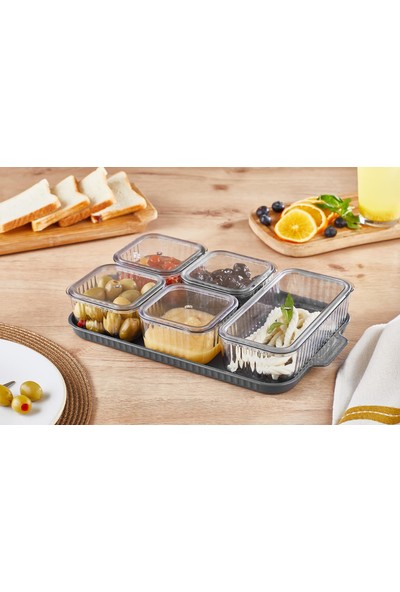 Mapple Home 5 Bölmeli Kapaklı Kahvaltılık Seti Akrilik