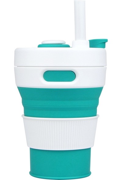Zshskj 350 ml Katlanır Taşınabilir Silikon Kabı Beyaz Yeşil (Yurt Dışından) Zshskj 350 ml Katlanır Taşınabilir Silikon Kabı Beyaz Yeşil (Yurt Dışından)