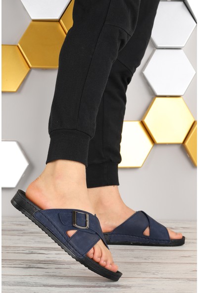 Woggo Ary 36-486 Günlük Kemerli Erkek Terlik Lacivert