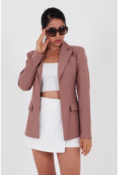 Coral Tek Kancalı Ceket Vizon