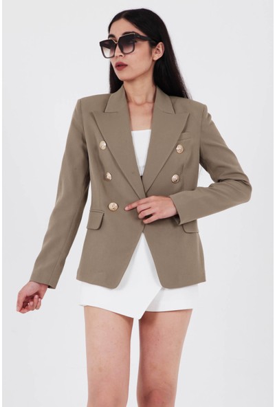 Coral Düğmeli Blazer Ceket Haki