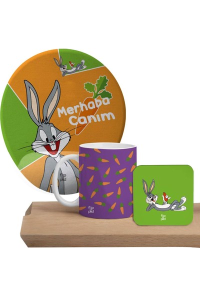 Flipped Bugs Bunny Mousepad+ Kupa ve Bardak Altlığı Seti Flipped Bugs Bunny Mousepad+ Kupa ve Bardak Altlığı Seti
