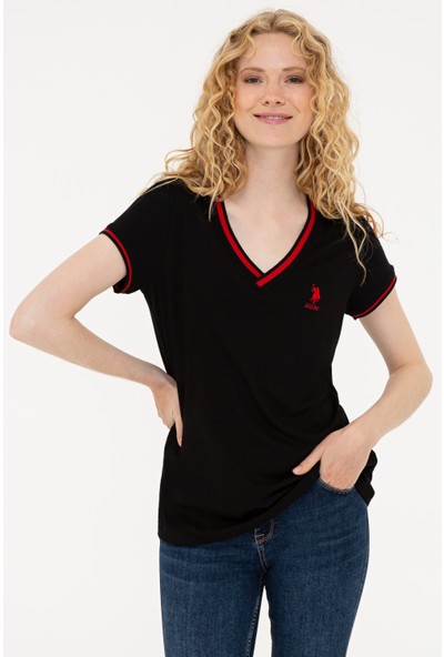 U.S. Polo Assn. Kadın Siyah T-Shirt 50252262-VR046