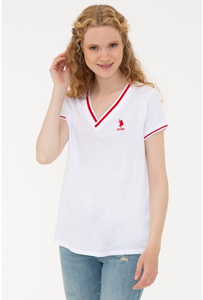U.S. Polo Assn. Kadın Beyaz T-Shirt 50252262-VR013