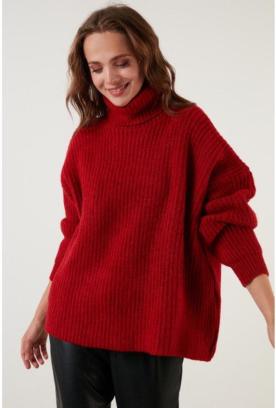 Lela Fitilli Salaş Kesim Boğazlı Yaka Kazak Bayan Kazak 4615128