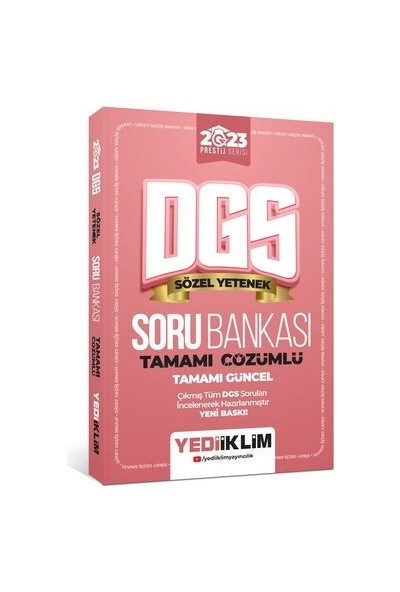Yediiklim Yayınları 2023 Prestij Serisi Dgs Sözel Yetenek Tamamı Çözümlü Soru Bankası