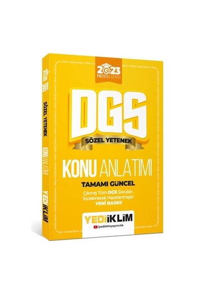 Yediiklim Yayınları 2023 Prestij Serisi Dgs Sözel Yetenek Konu Anlatımı