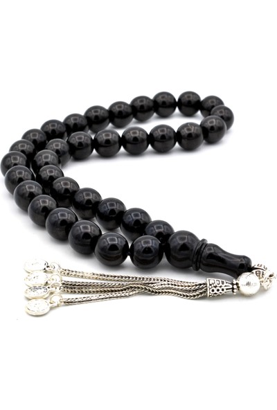 Murty99 Küre Kesim Doğal Oltu Taşı Tesbih 006 İri Boy