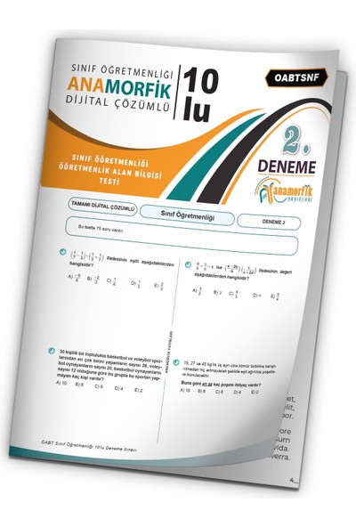 Anamorfik Yayınları KPSS ÖABT 2022 Sınıf Öğretmenliği Türkiye Geneli D.çözümlü Deneme 10/2.kitapçık Anamorfik Yayınları KPSS ÖABT 2022 Sınıf Öğretmenliği Türkiye Geneli D.çözümlü Deneme 10/2.kitapçık