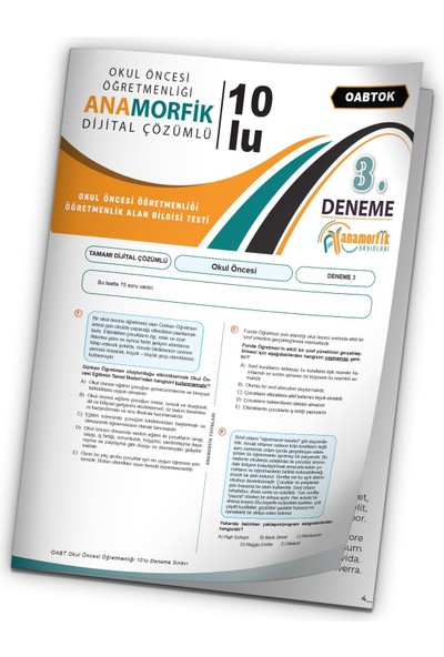 Anamorfik Yayınları KPSS ÖABT 2022 Okul Öncesi Türkiye Geneli Dijital Çözümlü Deneme 10/3.kitapçık Anamorfik Yayınları KPSS ÖABT 2022 Okul Öncesi Türkiye Geneli Dijital Çözümlü Deneme 10/3.kitapçık