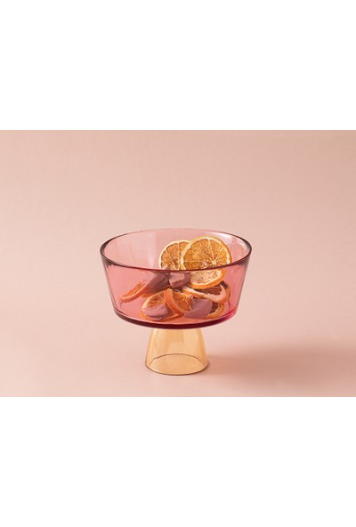 English Home Unique Cam Ayaklı Sunum Kasesi 16 cm Pembe - Turuncu English Home Unique Cam Ayaklı Sunum Kasesi 16 cm Pembe - Turuncu