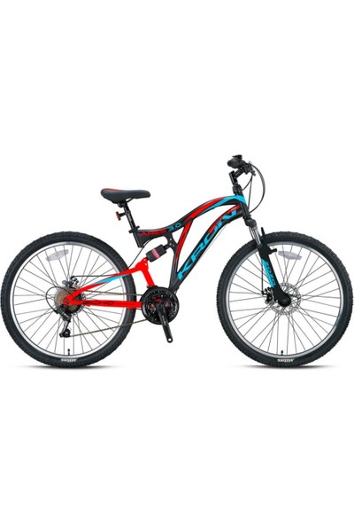 Kron Ares 3.0 V 24 Jant 21 Vites Çift Süspansiyon Erkek Dağ Bisikleti Mat Siyah-Kırmızı-Mavi 38 cm Kron Ares 3.0 V 24 Jant 21 Vites Çift Süspansiyon Erkek Dağ Bisikleti Mat Siyah-Kırmızı-Mavi 38 cm
