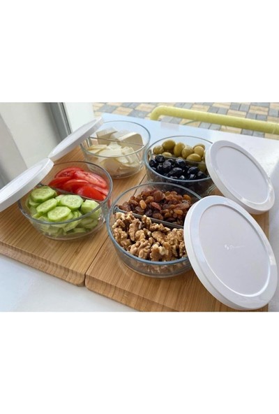 Paşabahçe Polar Iki Bölmeli Kahvaltılık Saklama Kabı 4 Adet Paşabahçe Polar Iki Bölmeli Kahvaltılık Saklama Kabı 4 Adet
