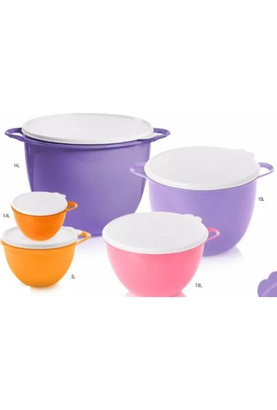 Tupperware Büyük Mega 5'li Miksim Saklama Kabı Set Tupperware Büyük Mega 5'li Miksim Saklama Kabı Set