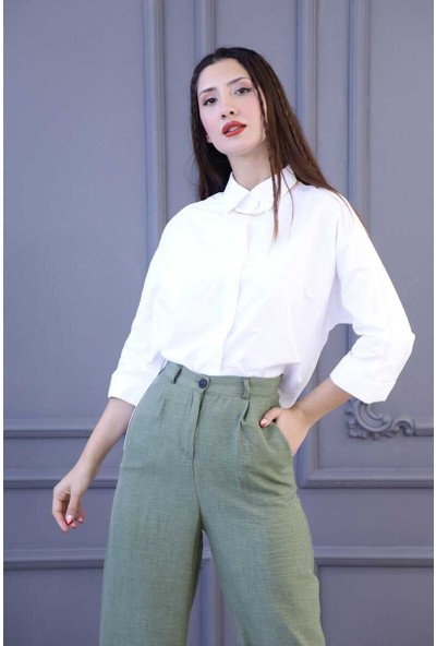 Modaline Arkası Uzun Duble Kol Gömlek Modaline Arkası Uzun Duble Kol Gömlek