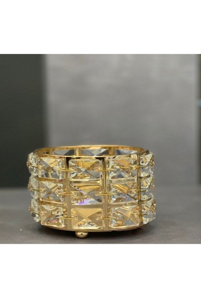 Ucuzluk Pazarım Kristal Taşlı Dekoratif Mumluk Gold K Ucuzluk Pazarım Kristal Taşlı Dekoratif Mumluk Gold K