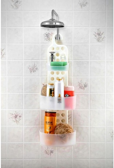Çarşıdayız 3 Katlı Beyaz Banyo Şampuan Askısı Düzenleyici 70 cm