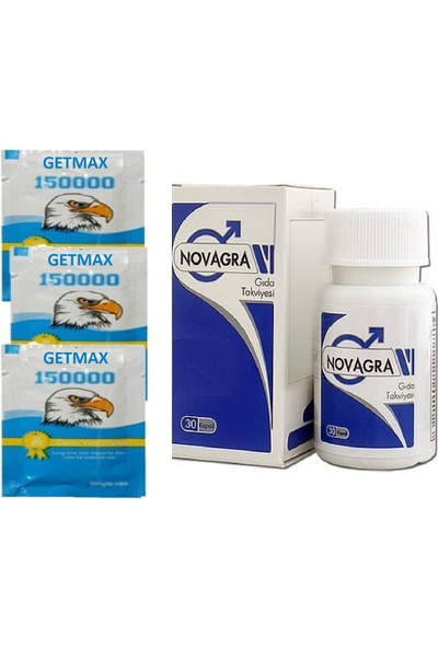 Getmax 3'lü Gecıktırı-Çı Mendil + Novv-Ag-Ra 1 Adet 30'lu Sertlestırı-Çı Güç Kuvvet