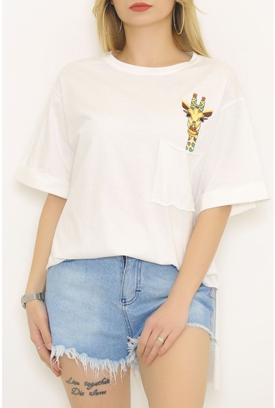 Ekva Group Nakışlı Tişört Beyaz - 3262.105.
