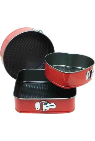 Cemre By Mitra Kalp Yuvarlak Kare Hepsi Birarada 3'lü Metal Kelepçeli Kek Kalıbı Cemre By Mitra Kalp Yuvarlak Kare Hepsi Birarada 3'lü Metal Kelepçeli Kek Kalıbı