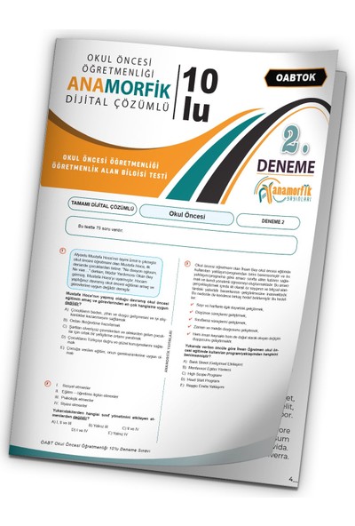 Anamorfik Yayınları KPSS ÖABT 2022 Okul Öncesi Türkiye Geneli Dijital Çözümlü Deneme 10/2.kitapçık Anamorfik Yayınları KPSS ÖABT 2022 Okul Öncesi Türkiye Geneli Dijital Çözümlü Deneme 10/2.kitapçık