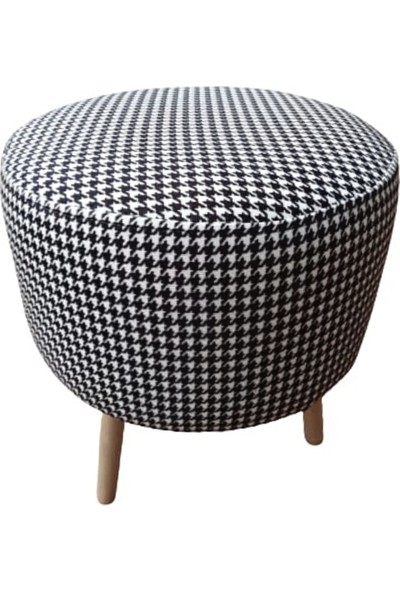 Dtm Home Kaz Ayağı Desenli Yuvarlak Puf