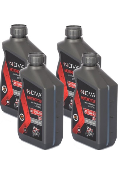 Nova 4T 15W-40 Sl Jase Ma2/Ma Dört Zamanlı Motor Ve Motosiklet Yağı 1 L X 4 1 L * Nova 4T 15W-40 Sl Jase Ma2/Ma Dört Zamanlı Motor Ve Motosiklet Yağı 1 L X 4 1 L *
