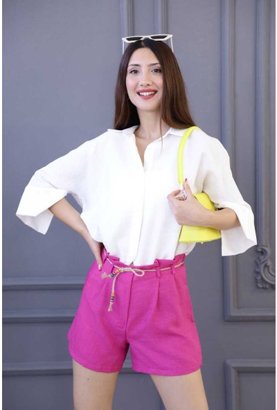 Modaline Hasır Kemerli Şort Modaline Hasır Kemerli Şort