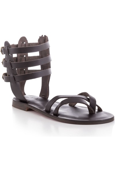 Hakiki Deri Kahve Kadın Sandalet - 4050