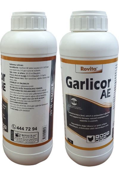 Royal Ilaç Garlicor Ae 1 Lt. Kanatlılarda Sindirim Desteği Royal Ilaç Garlicor Ae 1 Lt. Kanatlılarda Sindirim Desteği