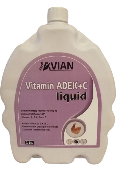 Royal Ilaç Vitamin Adek+C 1lt. Kanatlı Hayvanlar Için Vitamin ve Mineral Destekleyici Yem Royal Ilaç Vitamin Adek+C 1lt. Kanatlı Hayvanlar Için Vitamin ve Mineral Destekleyici Yem