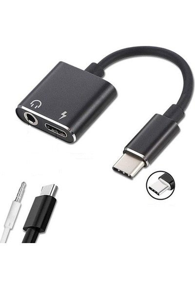 Eyepc Type-C To Aux Kulaklık Şarj Giriş Dönüştürücü Çoklayıcı Adaptör Siyah Renk Eyepc Type-C To Aux Kulaklık Şarj Giriş Dönüştürücü Çoklayıcı Adaptör Siyah Renk