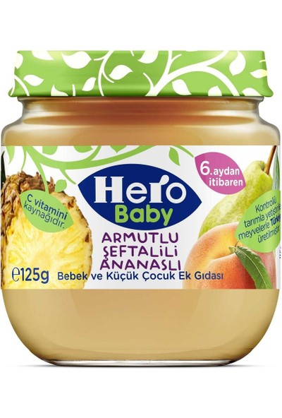 Hero Baby Kavanoz Maması 125GR Armut Ananas Şeftali (3 Lü Set)