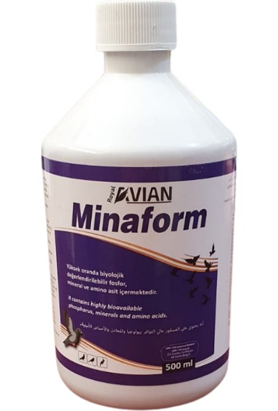 Royal Ilaç Minaform 500 Ml. Kafes Kuşlarında Kabuk ve Fosfor Desteği Royal Ilaç Minaform 500 Ml. Kafes Kuşlarında Kabuk ve Fosfor Desteği